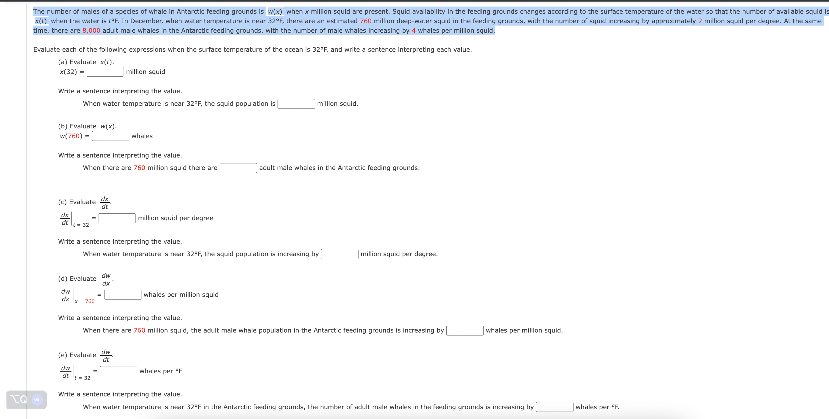 Solved The number of males of a species of whale in | Chegg.com