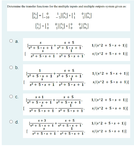 Solved Determine the transfer functions for the multiple | Chegg.com