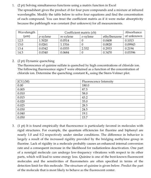 1. (2 pt) Solving simultaneous functions using a | Chegg.com