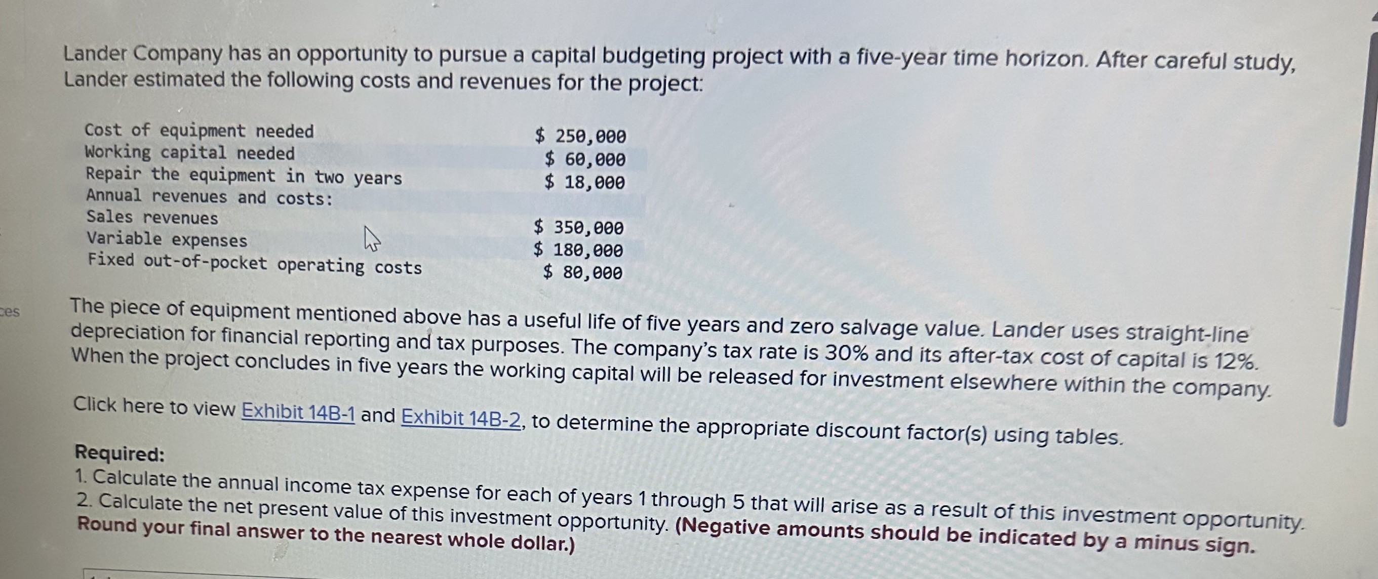 Lander Company has an opportunity to pursue a capital | Chegg.com
