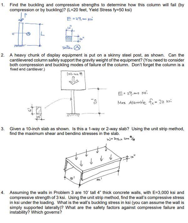 Solved Find the buckling and compressive strengths to | Chegg.com