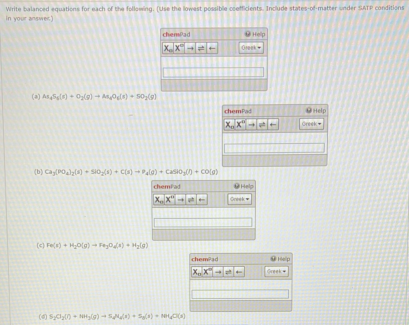 Solved Write balanced equations for each of the following. | Chegg.com