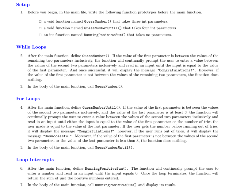 Solved Setup 1. Before you begin, in the main file, write | Chegg.com