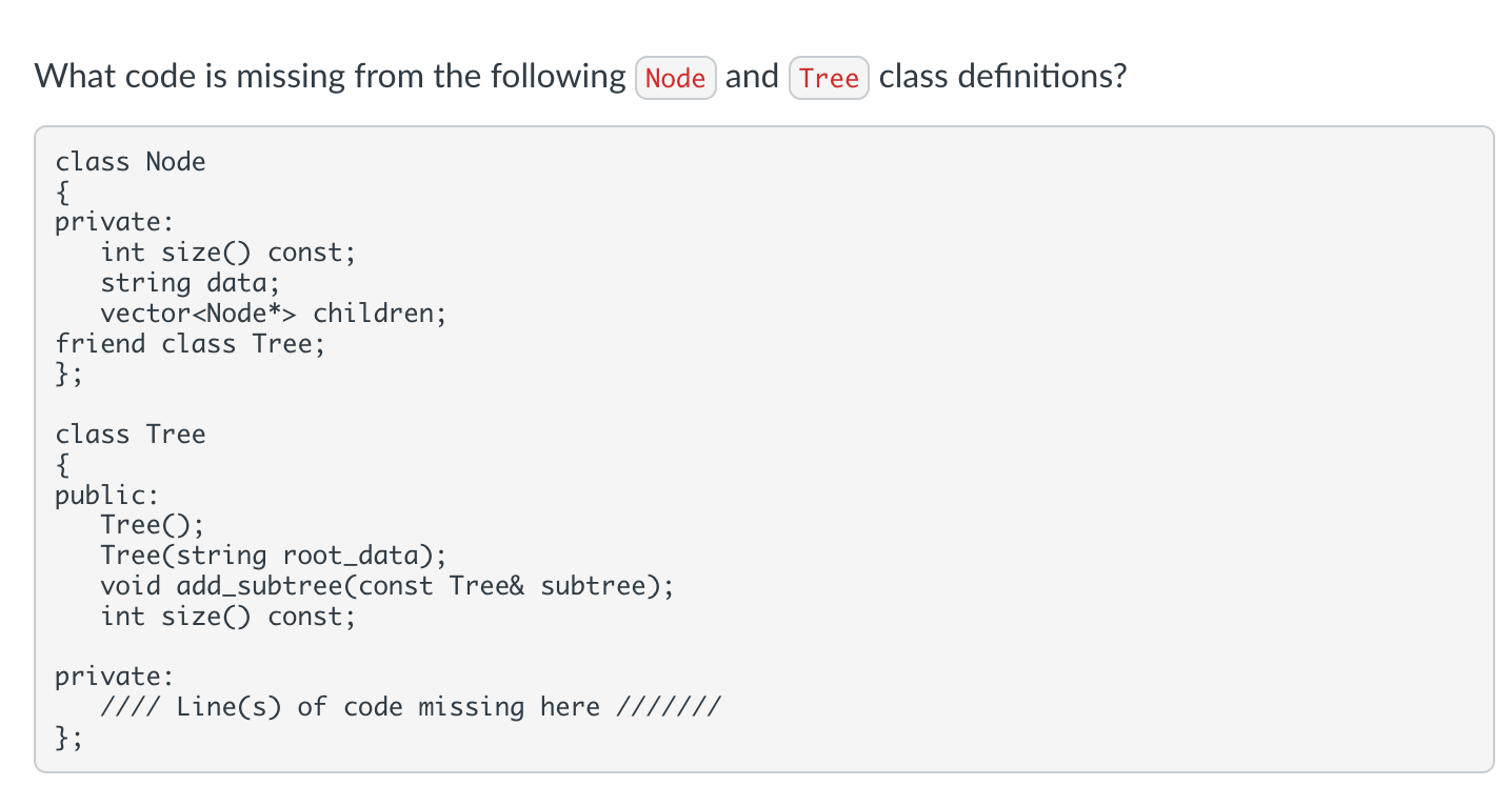 Solved What code is missing from the following and class | Chegg.com