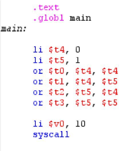 Solved .text .globl main main: li $t4, 0 li $t5, 1 or | Chegg.com