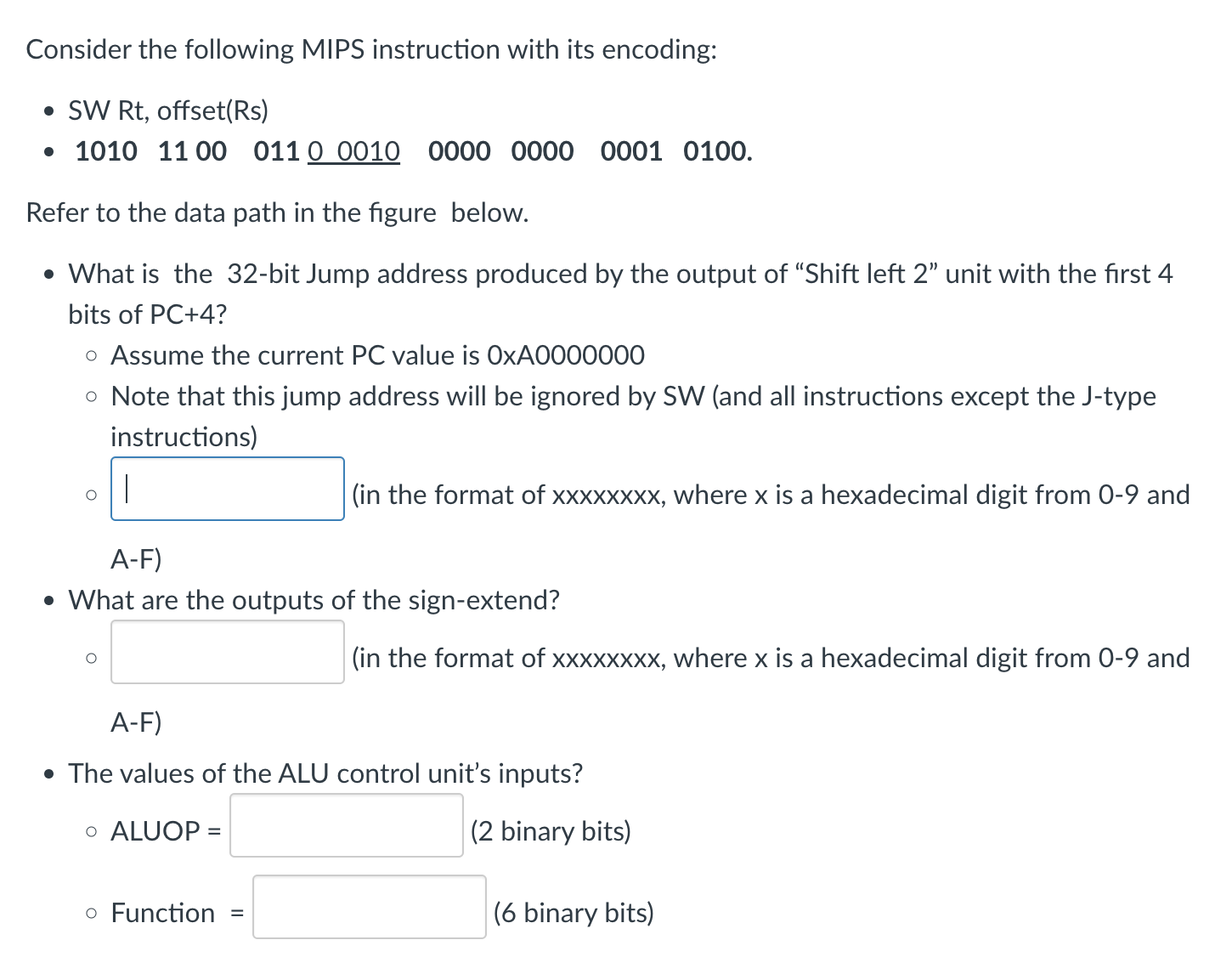 Solved The Jump Address [31-0]Consider the following MIPS | Chegg.com