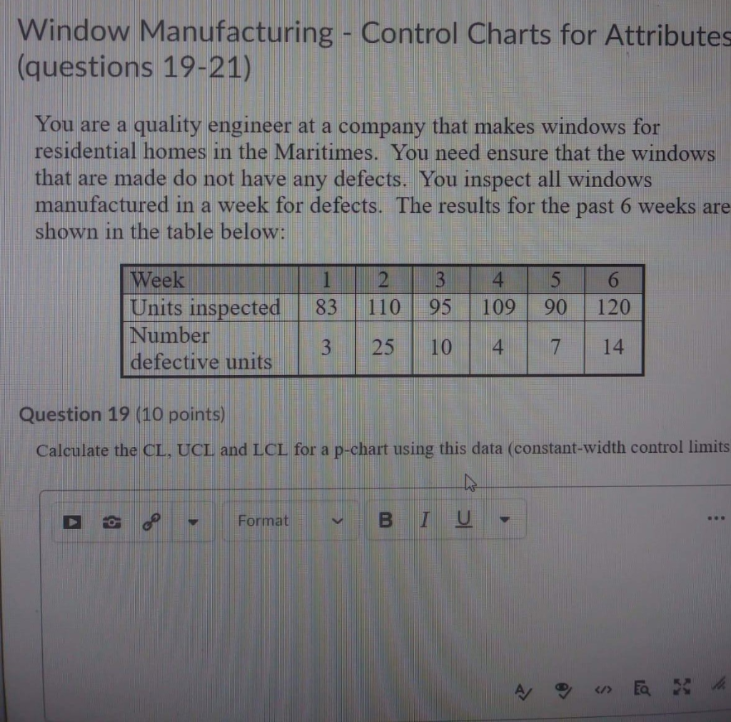 Solved Window Manufacturing - Control Charts for Attributes | Chegg.com