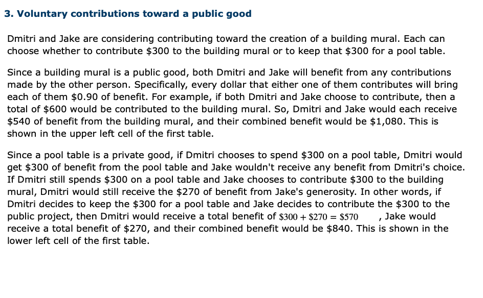 Solved 3. Voluntary contributions toward a public good | Chegg.com