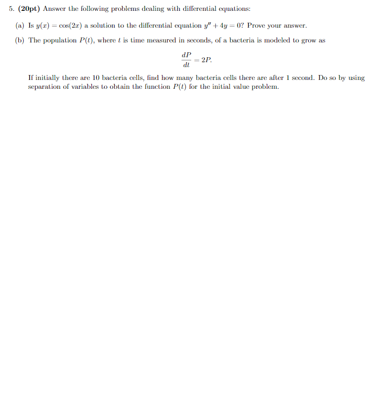 Solved 5. (20pt) Answer the following problems dealing with | Chegg.com