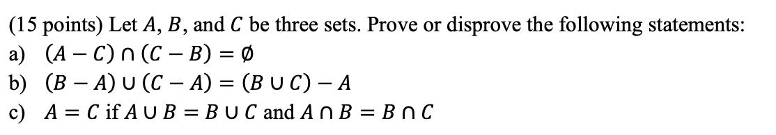 Solved Discrete Mathematics: sets and set operations please | Chegg.com