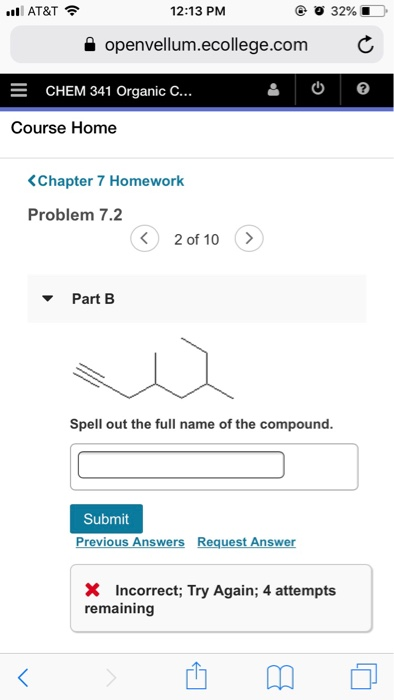 Solved 11, AT&T令 12:13 PM 32%. a openvellum.ecollege.com C | Chegg.com