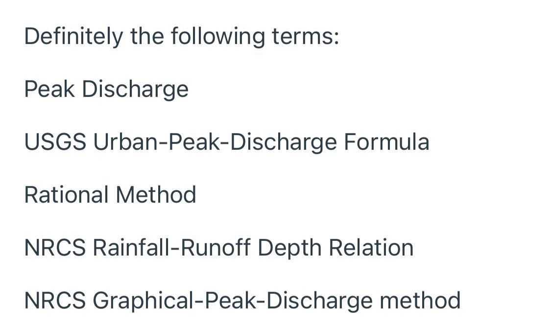 Solved Definitely the following terms: Peak Discharge USGS | Chegg.com