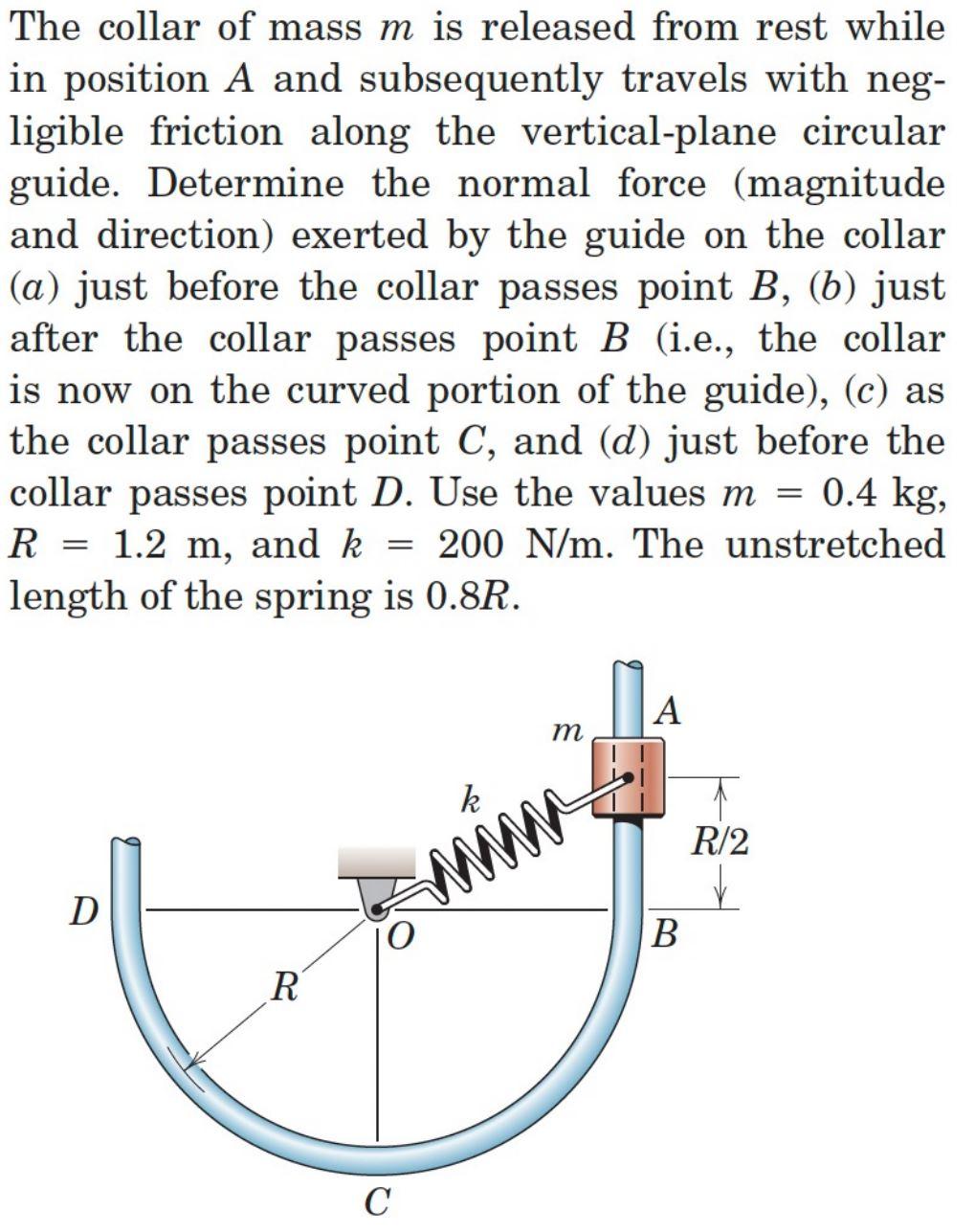 The collar of mass m is released from rest while in | Chegg.com