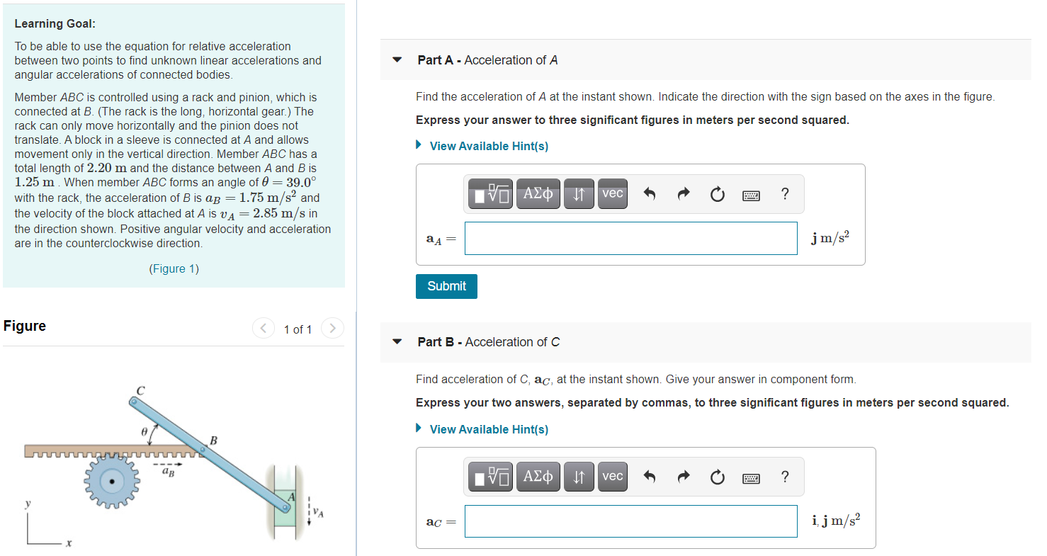 Solved Learning Goal: Part A - Acceleration of A Find the | Chegg.com