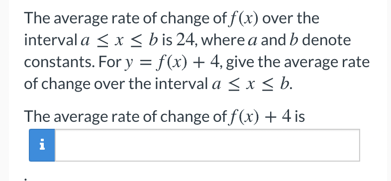 Solved The average rate of change of f(x) over the interval | Chegg.com