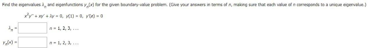 Solved Find the eigenvalues 1, and eigenfunctions y (x) for | Chegg.com