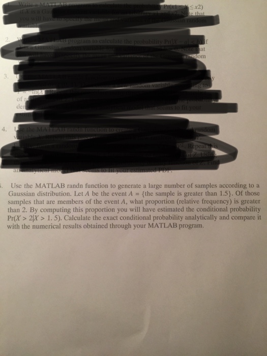 Solved at om of de 4. Use the MATLAB randn function to | Chegg.com