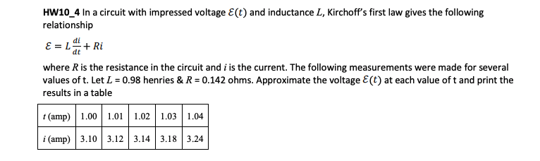 Solved HW10_4 In a circuit with impressed voltage E(t) and | Chegg.com
