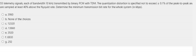 Solved 55 telemetry signals, each of bandwidth 10 kHz | Chegg.com