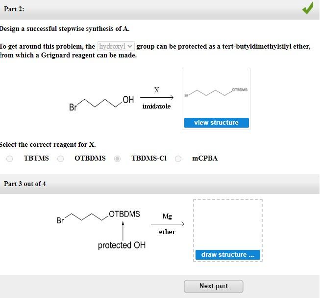 Solved Part 2: Design a successful stepwise synthesis of A. | Chegg.com