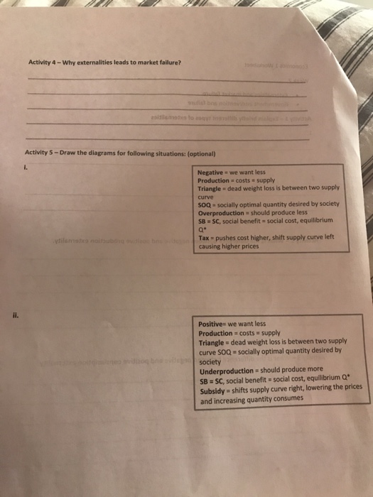 Solved Economics 1 Worksheet Week 7 Externalities and market | Chegg.com