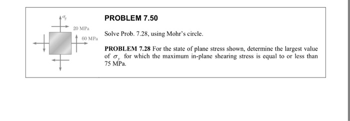 Solved PROBLEM 7.50 20 MPa o MP Solve Prob. 7.28, using | Chegg.com