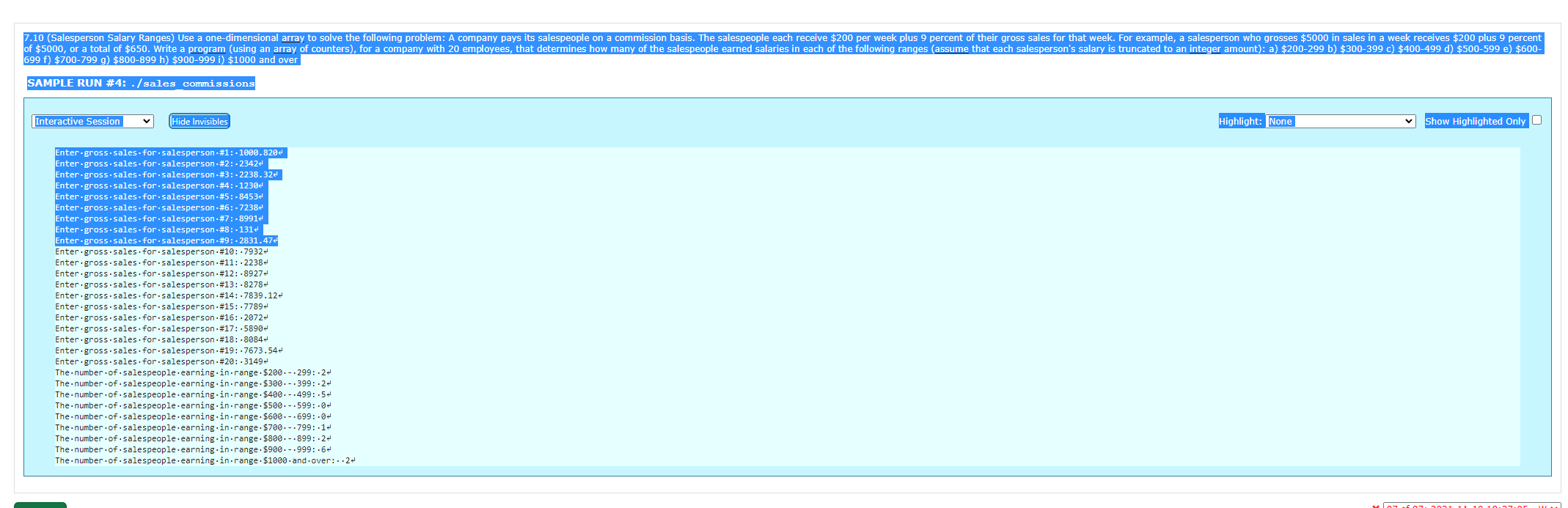 Solved c++ 7.10 (Salesperson Salary Ranges) Use | Chegg.com