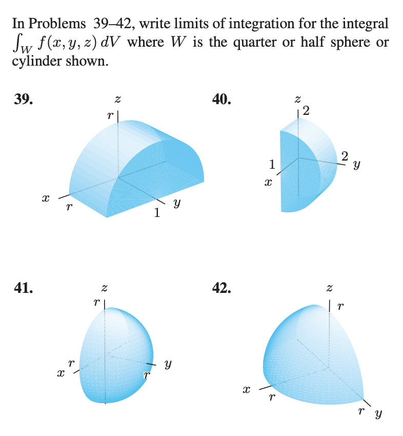 Solved In Problems 39–42, write limits of integration for | Chegg.com
