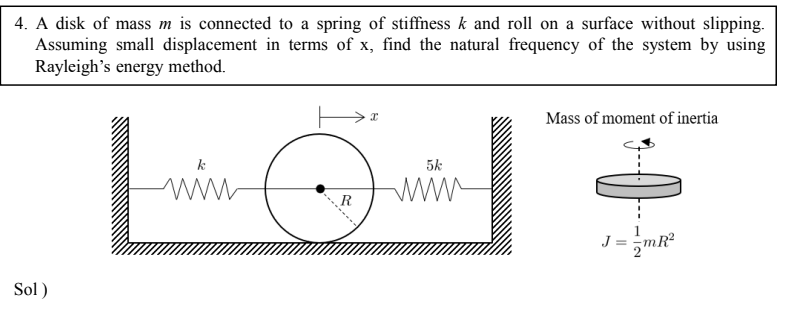 Solved 4. A disk of mass m is connected to a spring of | Chegg.com