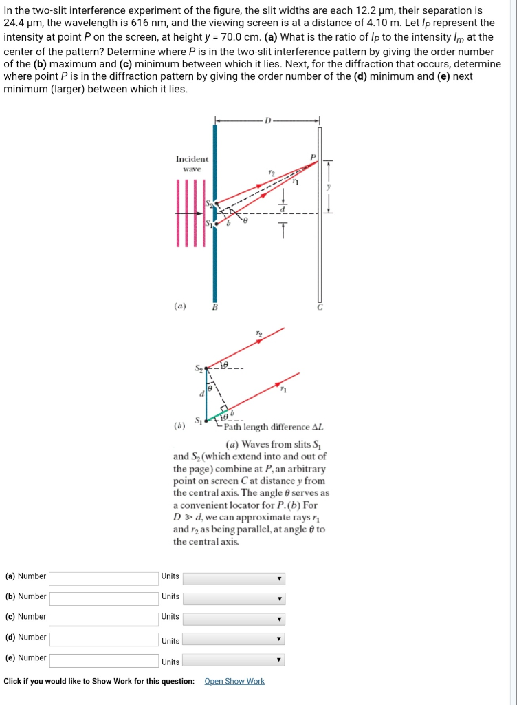 Solved In the two-slit interference experiment of the | Chegg.com