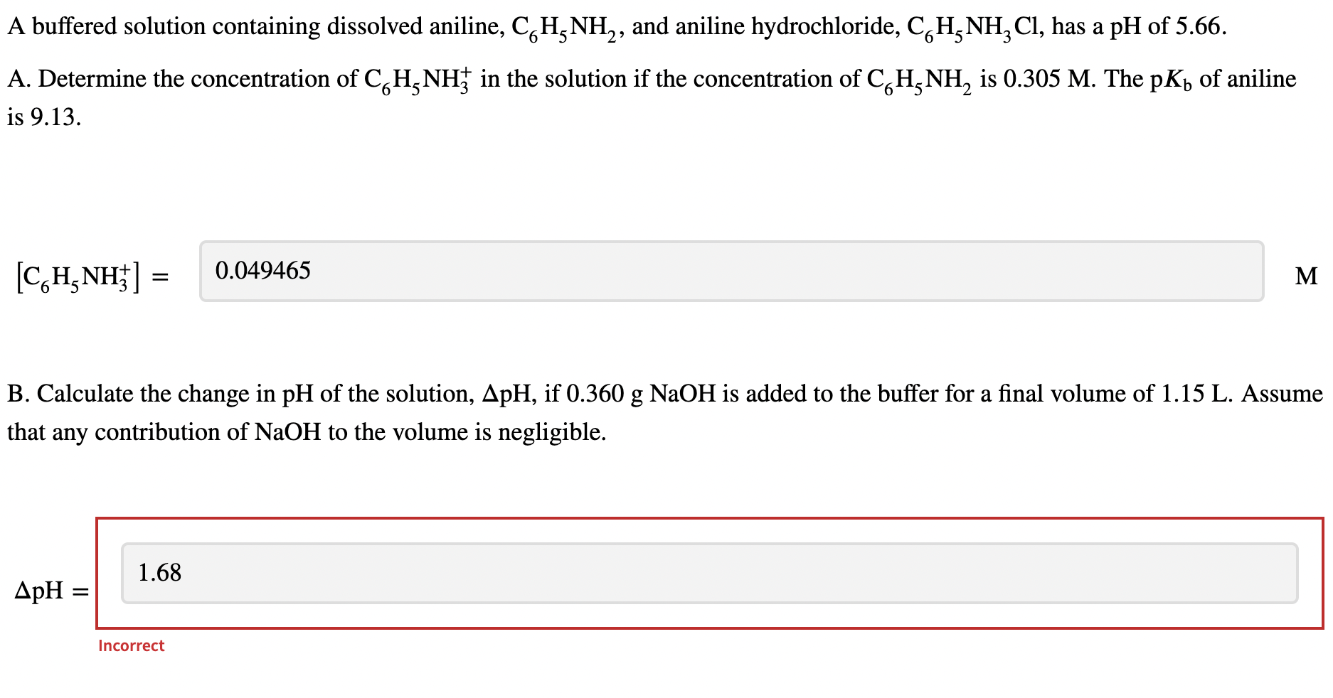 Solved A buffered solution containing dissolved aniline, | Chegg.com