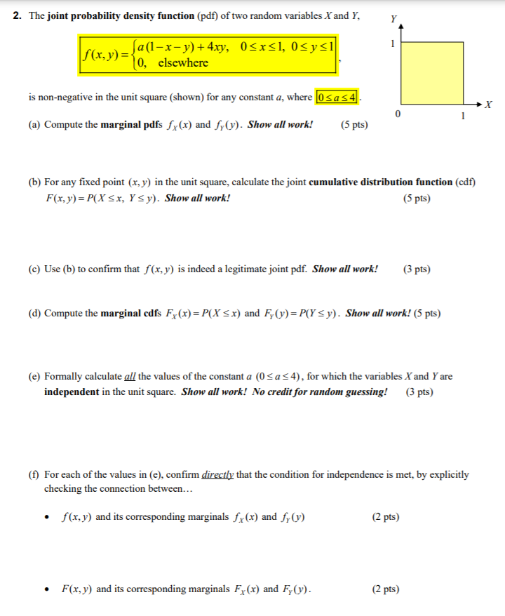 Solved 2. The joint probability density function (pdf) of | Chegg.com