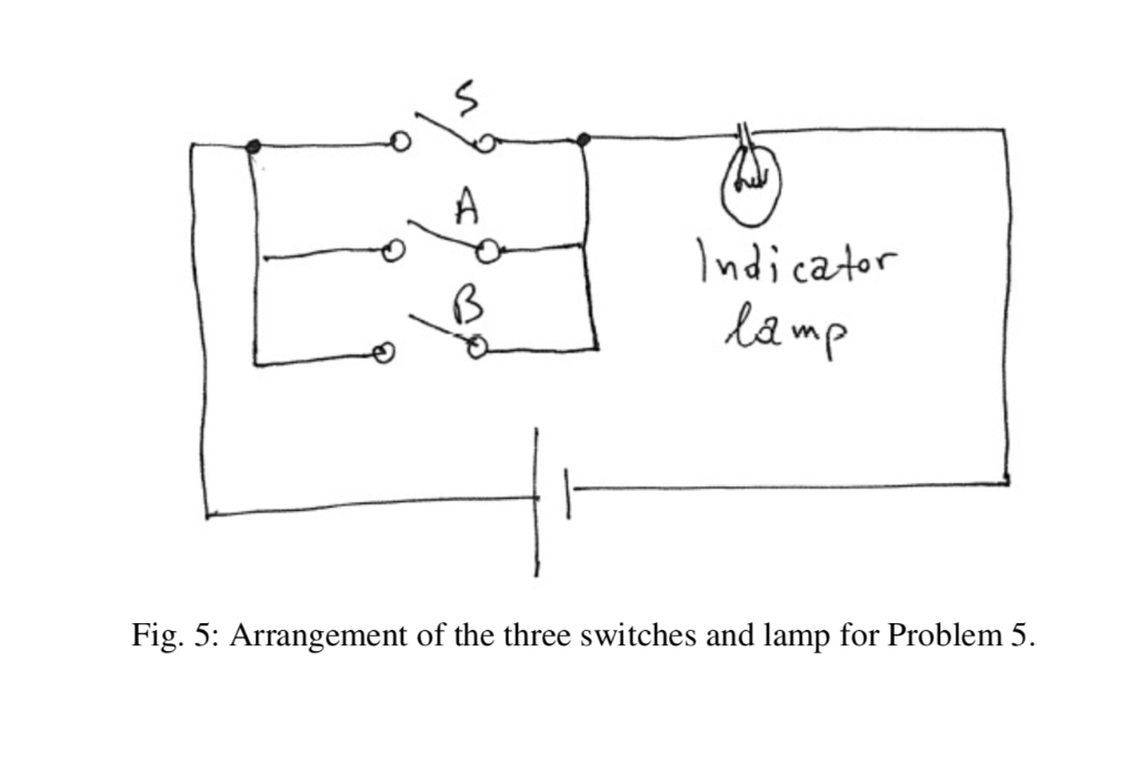 Solved 5) Three switches, namely S, A & B control a single | Chegg.com