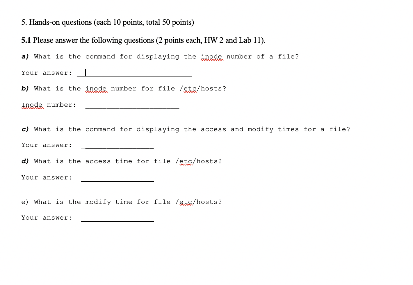 Solved 5. Hands-on questions (each 10 points, total 50 | Chegg.com
