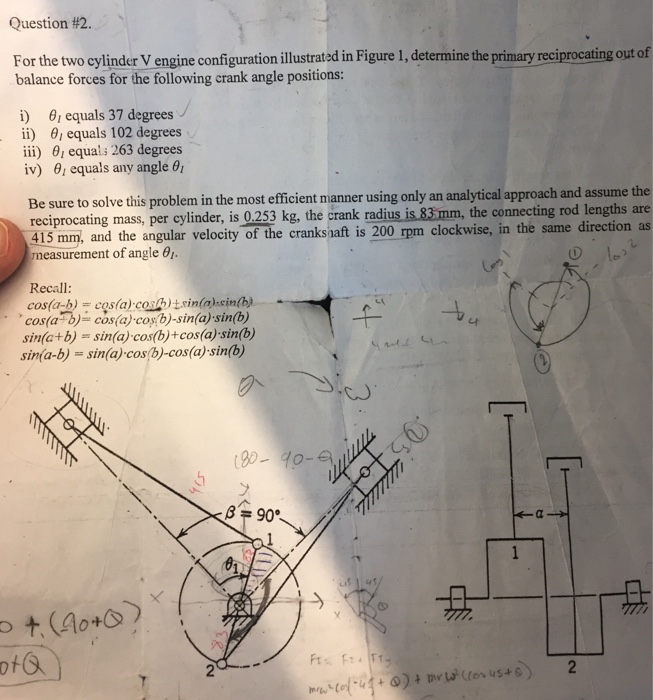 Solved Question #2. For the two cylinder V engine | Chegg.com