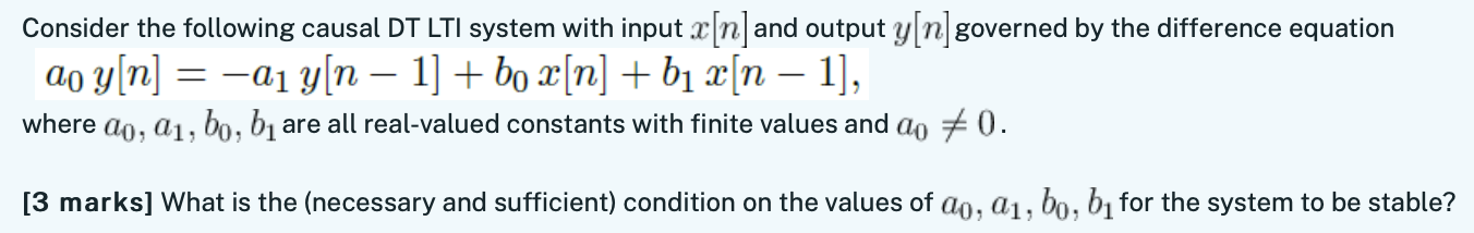 Solved Consider the following causal DT LTI system with | Chegg.com