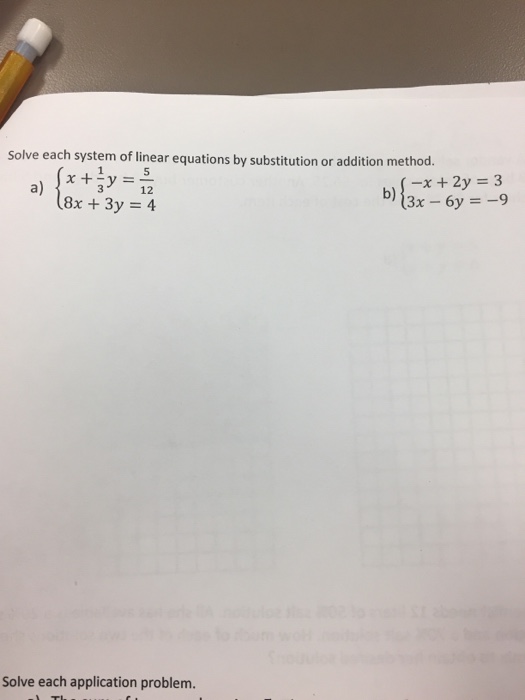 Solved Solve each system of linear equations by substitution | Chegg.com