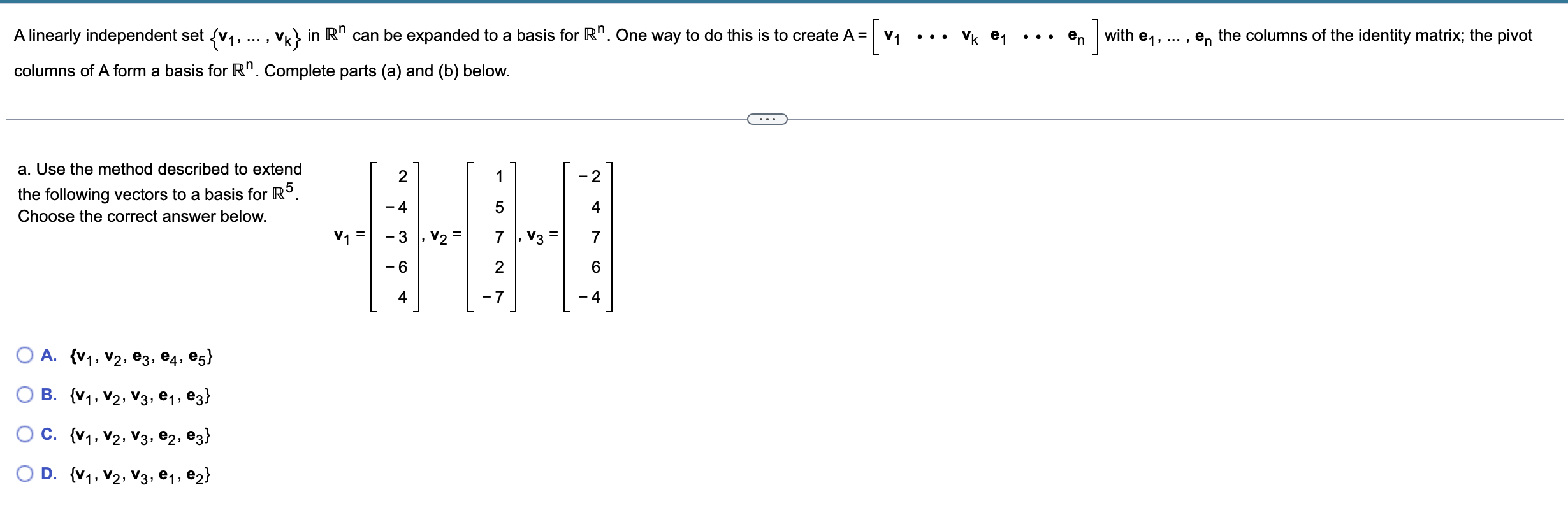 Solved columns of A form a basis for Rn. ﻿Complete parts (a) | Chegg.com