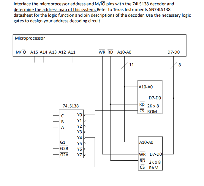 Solved Interface the microprocessor address and M/O pins | Chegg.com