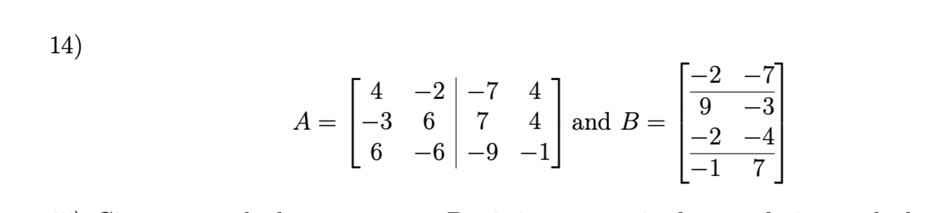 Solved For problems 13 and 14, calculate AB using block | Chegg.com