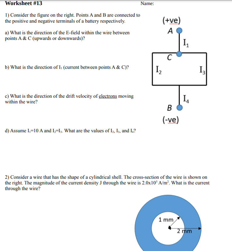 Solved Worksheet #13 Name: 1) Consider the figure on the | Chegg.com