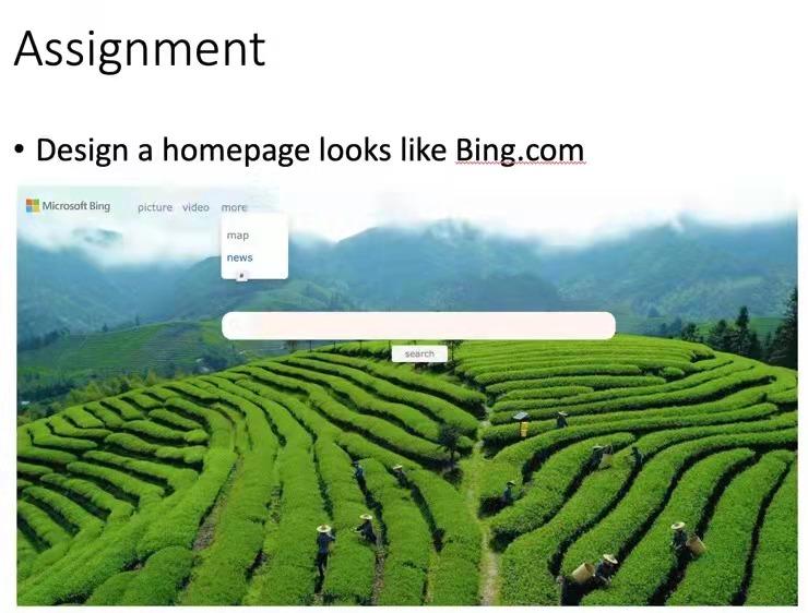 Solved Assignment Design a homepage looks like Bing.com | Chegg.com