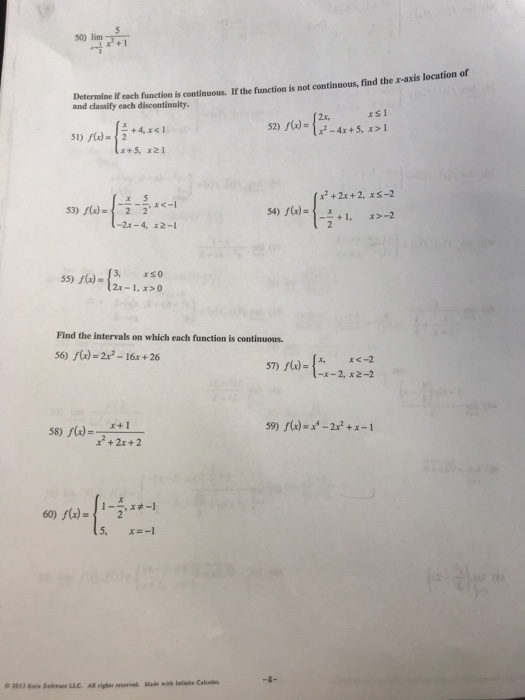 Solved 27뉴 50) lim +1 Determine if each function is | Chegg.com
