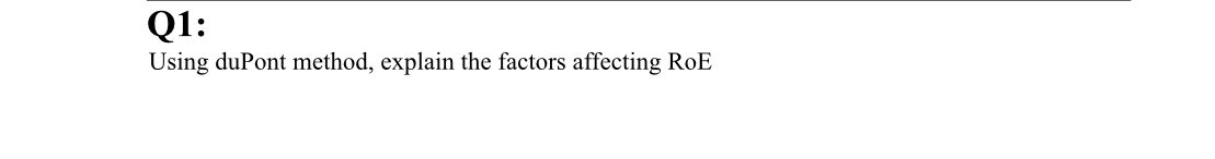 Solved Q1:Using duPont method, explain the factors affecting | Chegg.com
