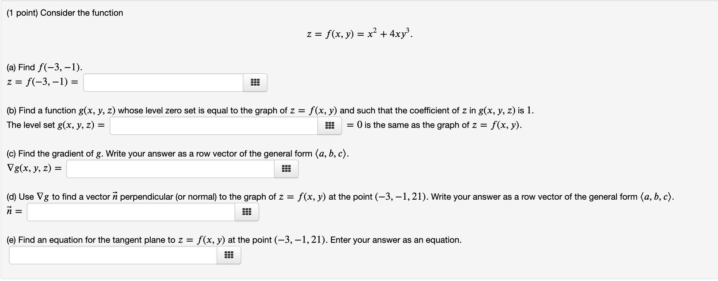 Solved 1 Point Consider The Function Z F X Y X2 4xy3 A