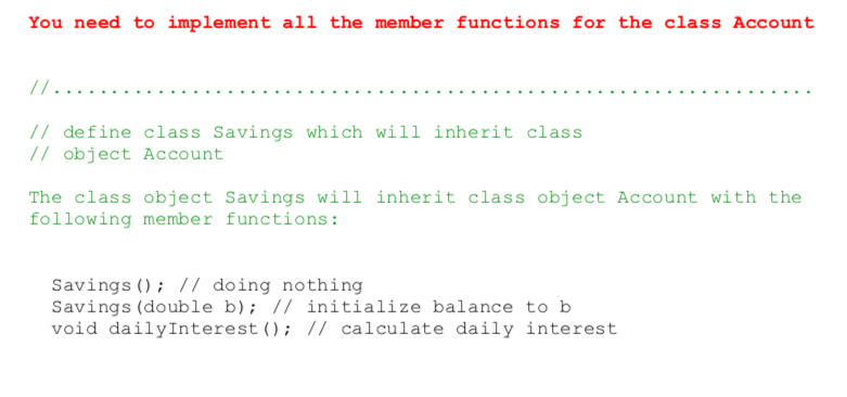 Solved Implement a base class Account and derived classes | Chegg.com