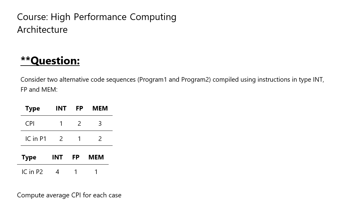 Solved **Question:Consider two alternative code sequences | Chegg.com