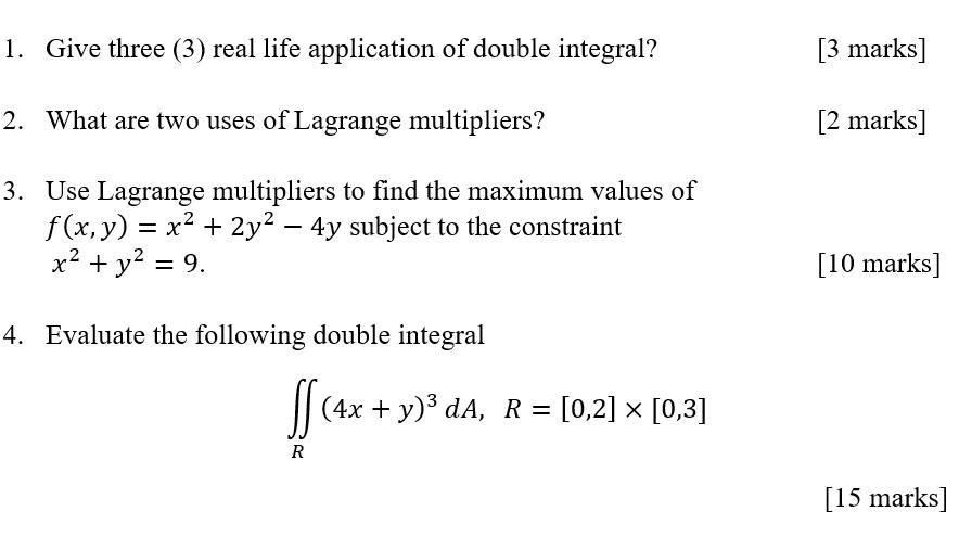 Solved 1. Give three (3) real life application of double | Chegg.com