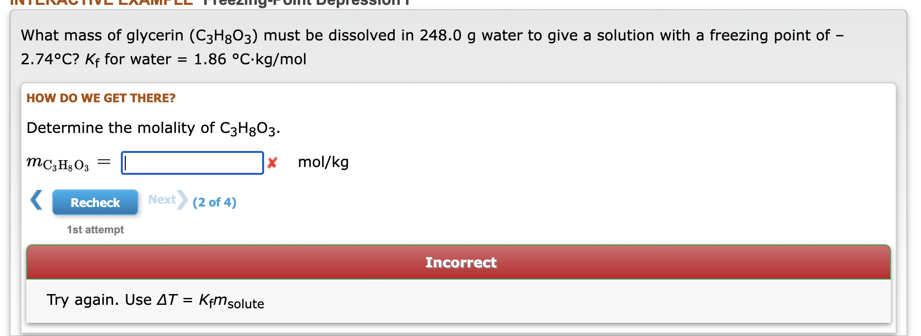 Solved What mass of glycerin (C3H8O3) must be dissolved in | Chegg.com