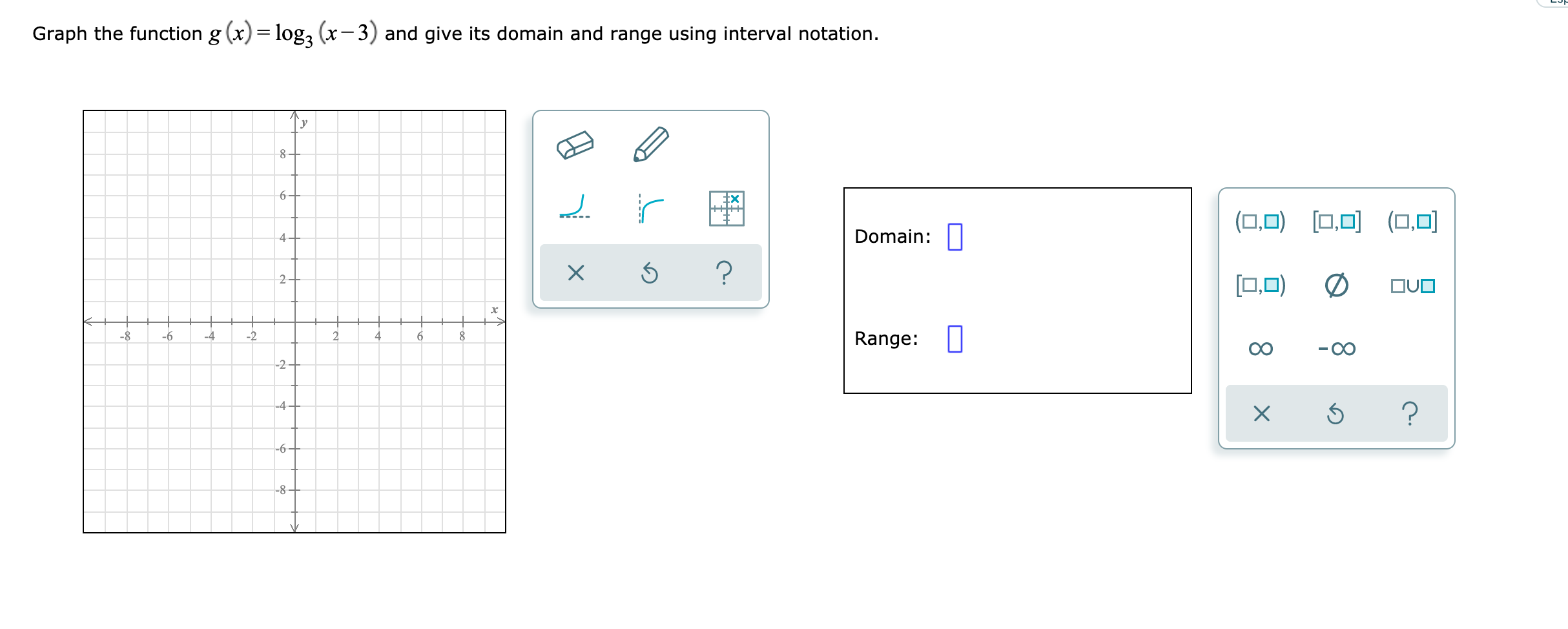Solved Graph the function g(x) = log2 (x-3) and give its | Chegg.com